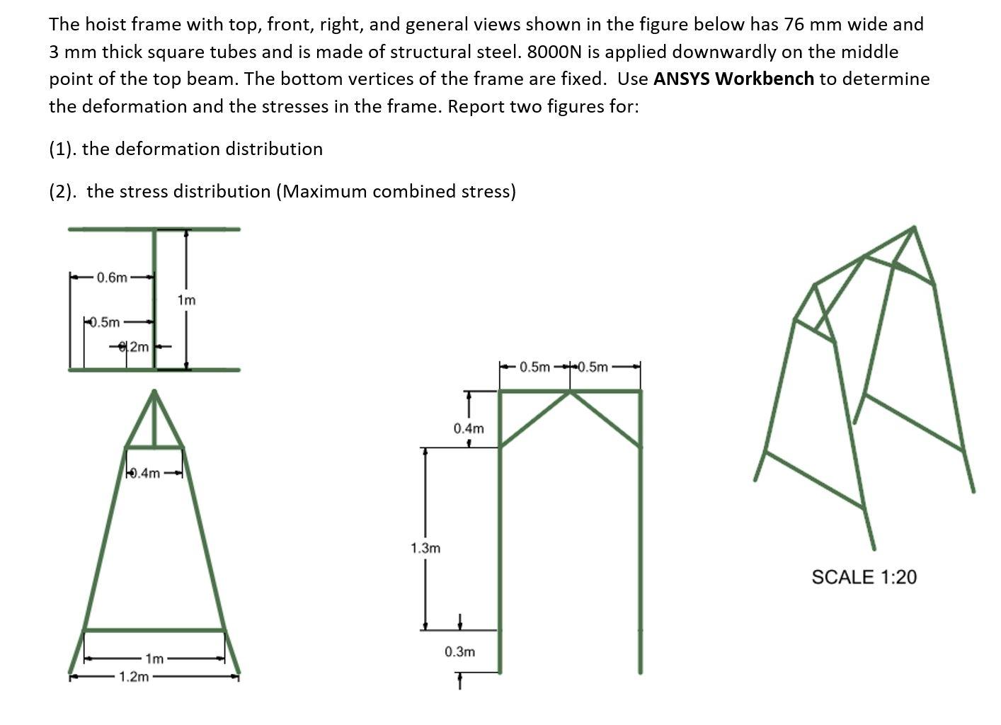 The hoist frame with top, front, right, and general | Chegg.com