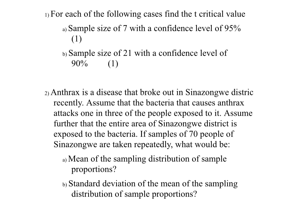 Solved 1) For each of the following cases find the t | Chegg.com