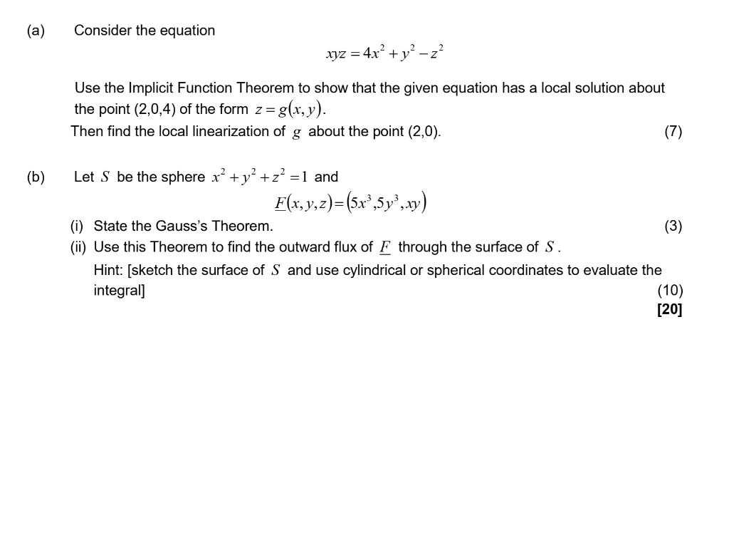 Solved (a) Consider the equation xyz=4x2+y2−z2 Use the | Chegg.com