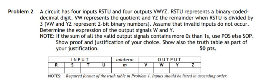 Solved Problem 1 Design a combinational circuit that | Chegg.com