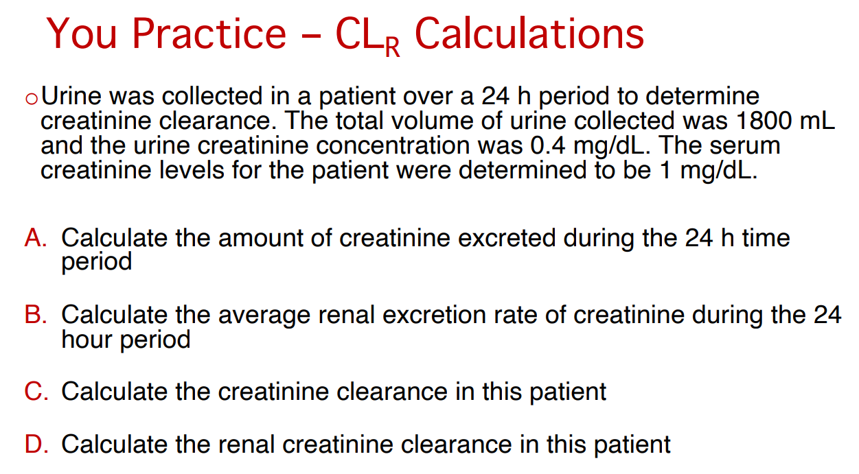Solved You Practice - CLR Calculations oUrine was collected | Chegg.com