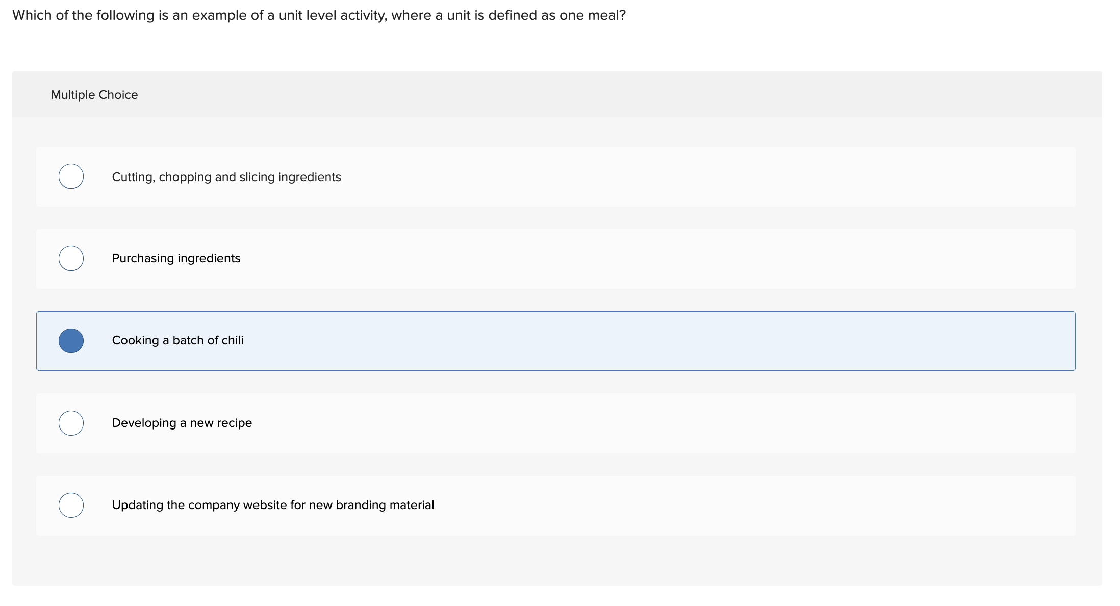 Solved Which of the following is an example of a unit level | Chegg.com