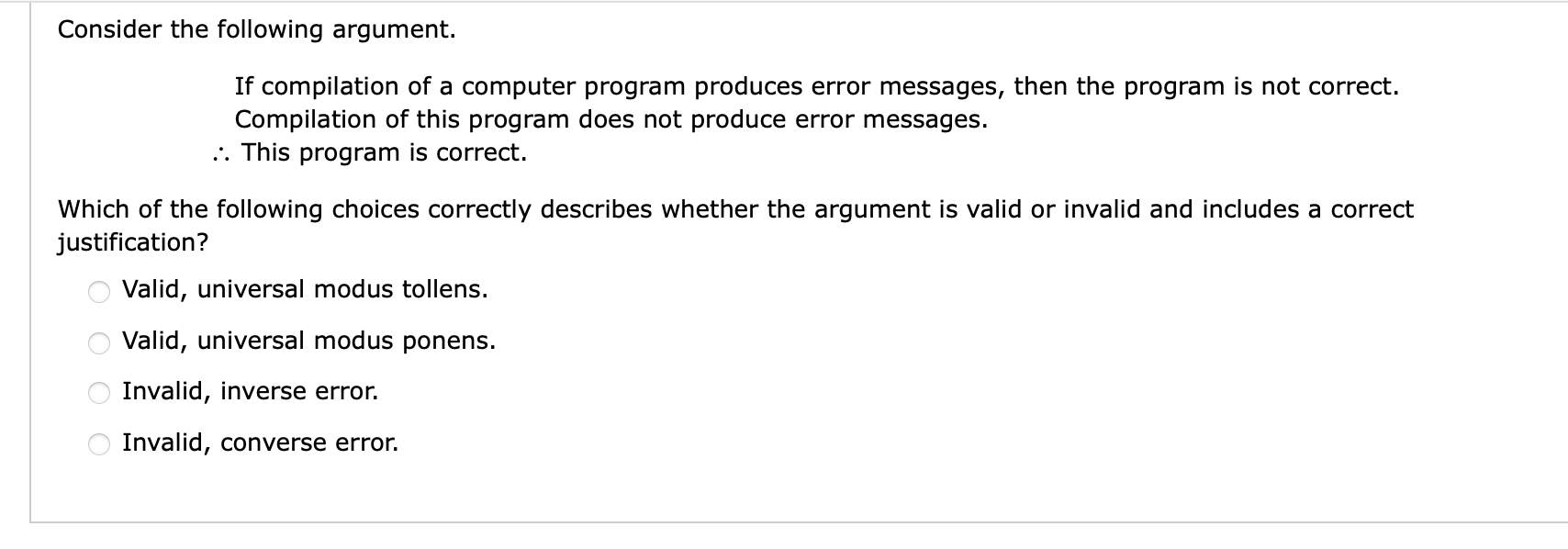 Solved Consider the following argument. If compilation of a | Chegg.com