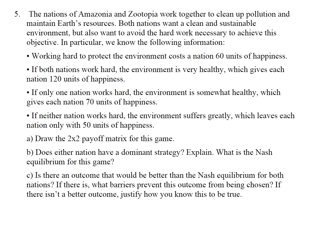 Solved 1. a) Describe in words a static game you observe or | Chegg.com