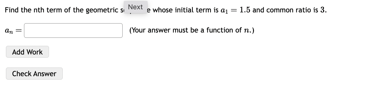 Solved −1+2+5+…+(−4+3n)Find the nth term of the geometric s1 | Chegg.com