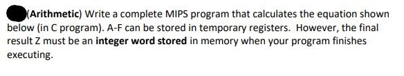 Solved Arithmetic) Write a complete MIPS program that | Chegg.com