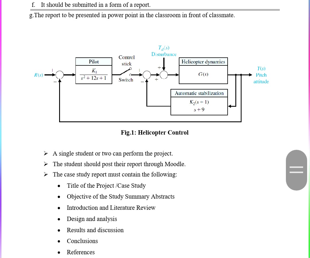 Solved Project/Case Study: Automatic control of helicopters | Chegg.com