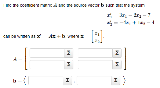 Solved Find the coefficient matrix A and the source vector b | Chegg.com