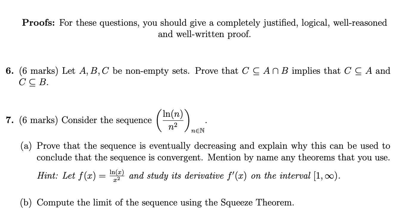 Solved Proofs: For these questions, you should give a | Chegg.com