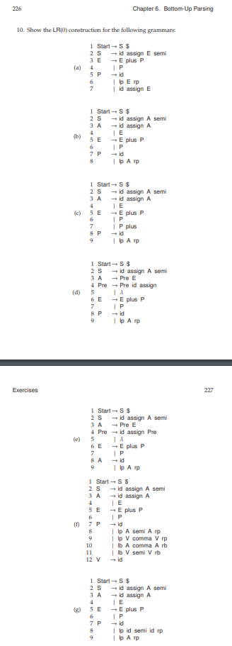 Solved Show the LR(0) ﻿construction for the following | Chegg.com