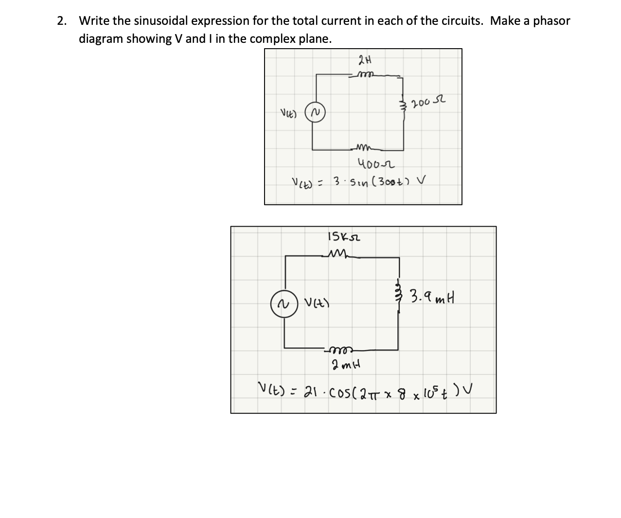 Solved Write the sinusoidal expression for the total current | Chegg.com