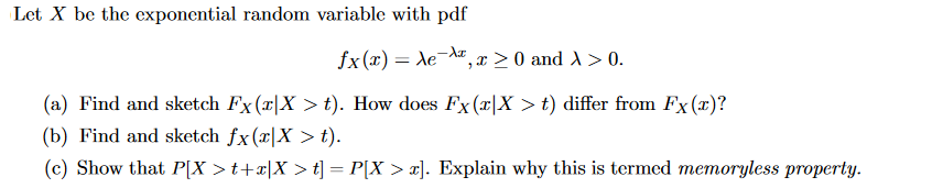 Solved Let X Be The Exponential Random Variable With Pdf 3677