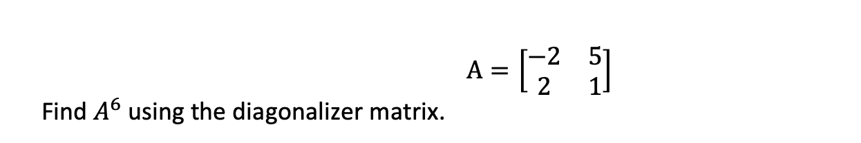 Solved -2 A = ( = 1] Find A using the diagonalizer matrix. | Chegg.com