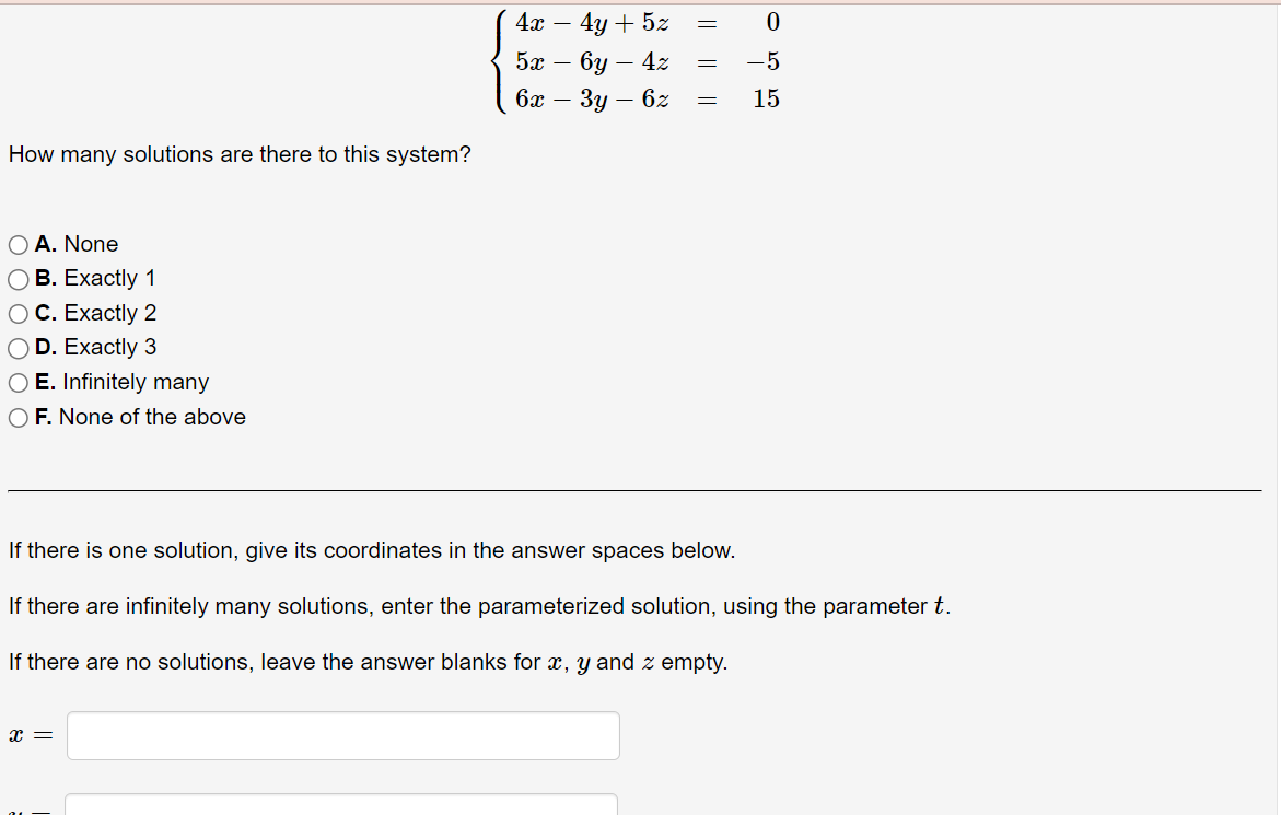 Solved (1 point) Write the augmented matrix of the system | Chegg.com