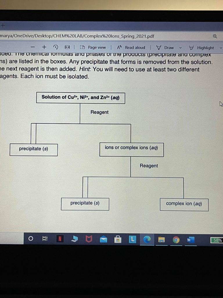 Solved Complex ion lab for part 5 create a separation scheme | Chegg.com