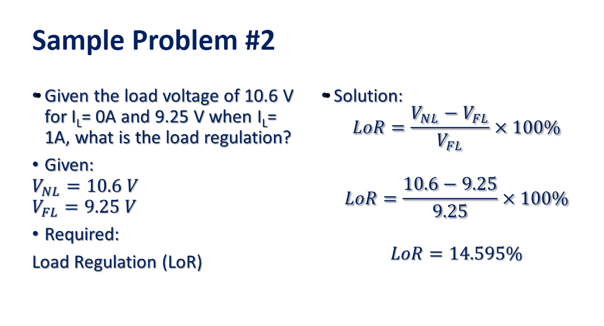 Solved Sample Problem #2 Solution; LOR VNL – VfL X 100% = | Chegg.com