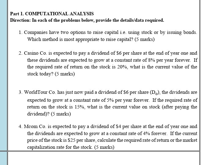 Solved Part 1. COMPUTATIONAL ANALYSIS Direction: In each of | Chegg.com