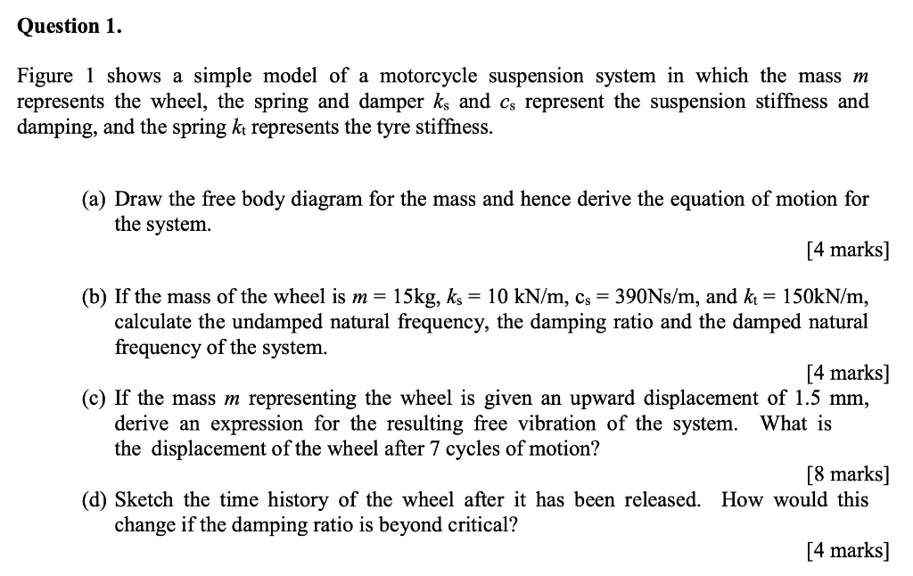 Solved Figure 1 shows a simple model of a motorcycle | Chegg.com