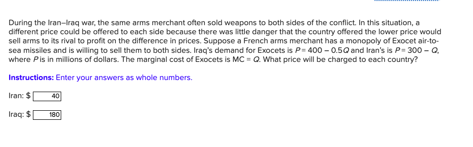 Solved During the Iran-Iraq war, the same arms merchant | Chegg.com