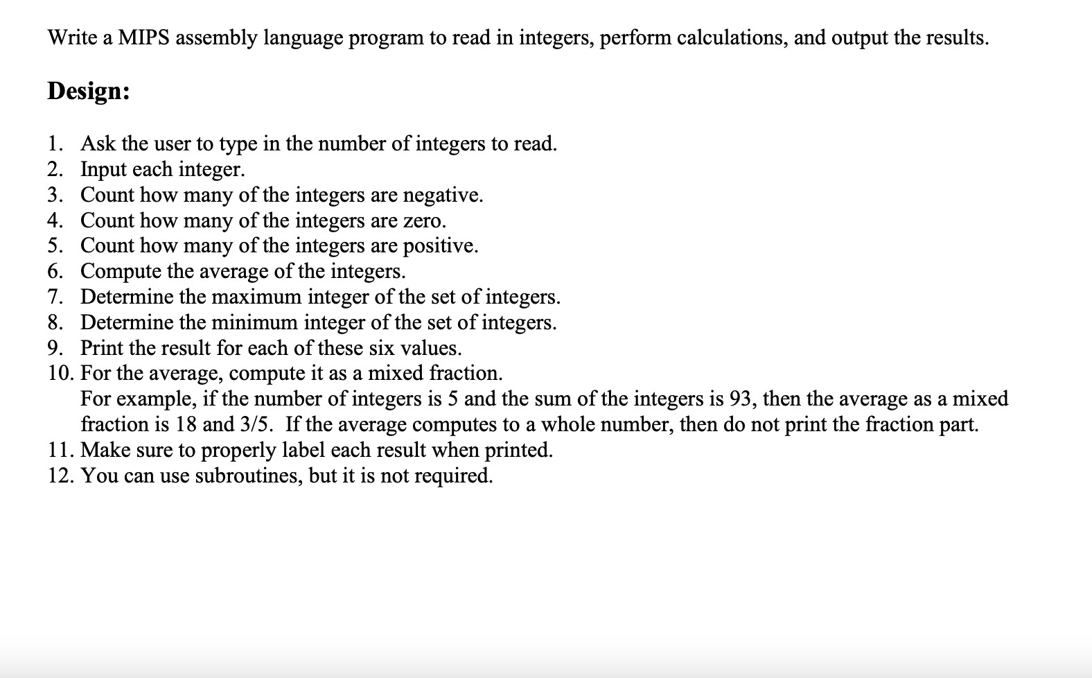Solved Write A Mips Assembly Language Program To Read In