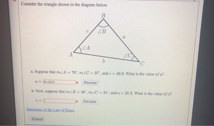 Solved Consider the triangle shown in the diagram below. ZB | Chegg.com