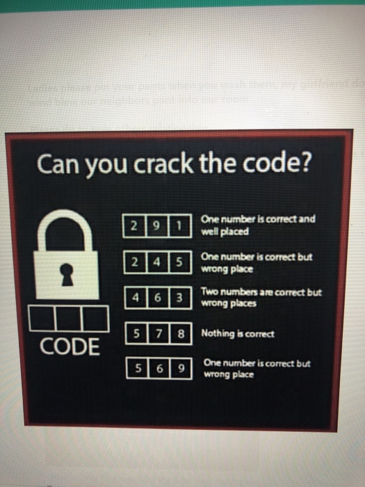 Solved Can you crack the code? One number is correct and 1 | Chegg.com