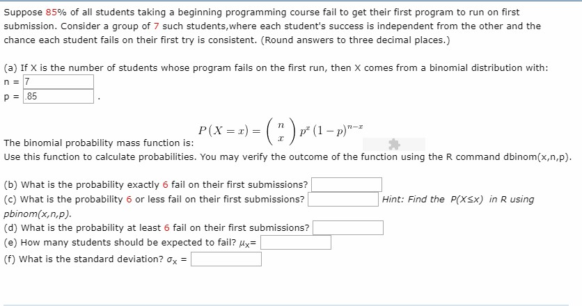 Solved Suppose 85% of all students taking beginning | Chegg.com