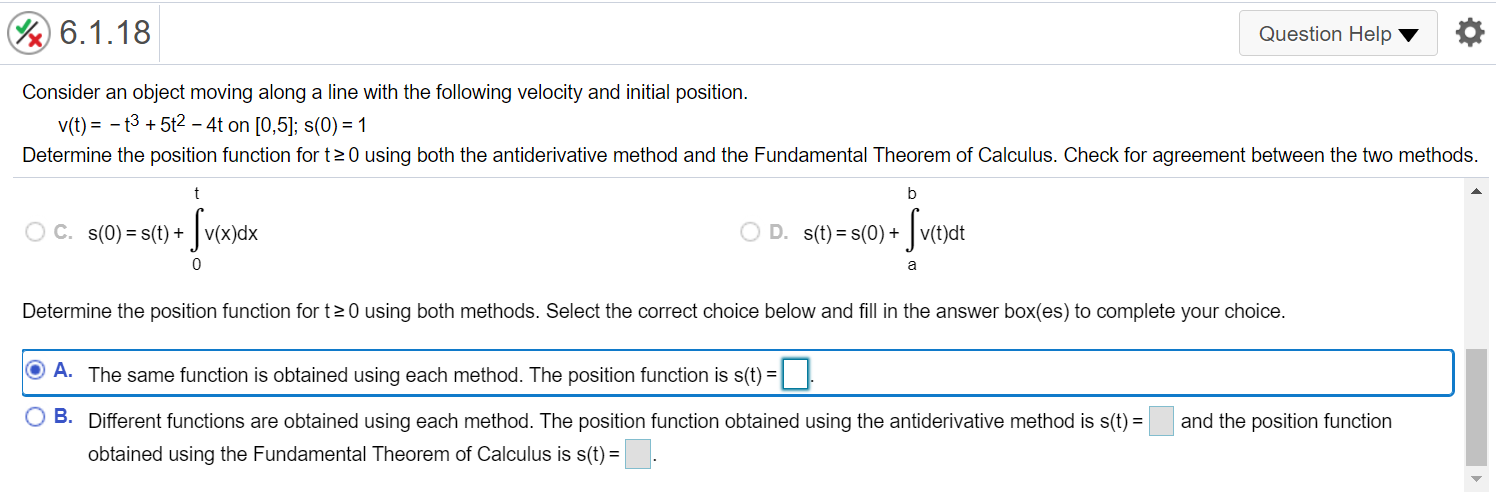 Solved 7x 6.1.18 Question Help Consider an object moving | Chegg.com
