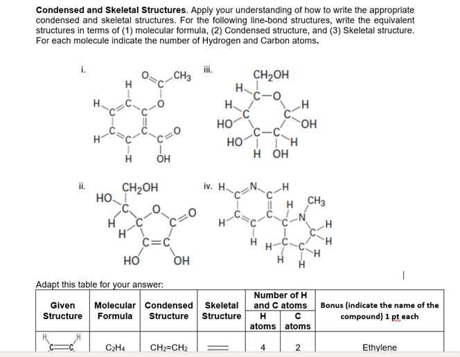 Solved Condensed and Skeletal Structures. Apply your | Chegg.com