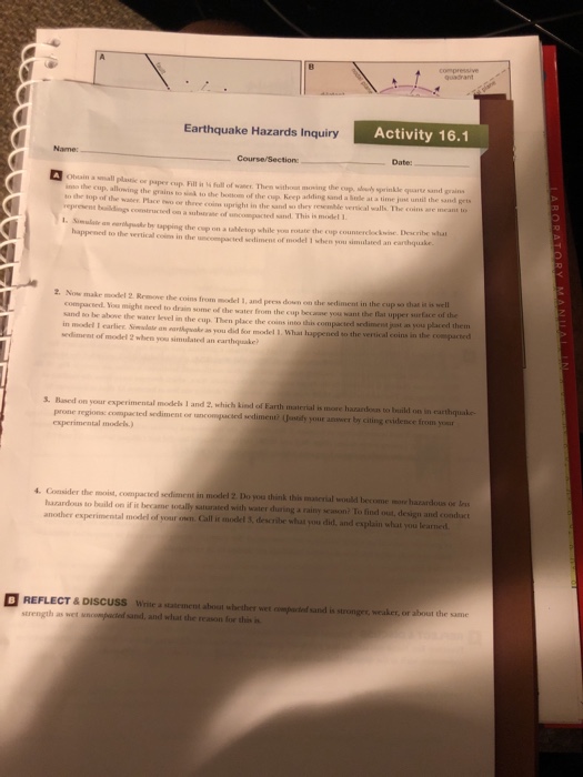 Solved Earthquake Hazards Inquiry Activity 16.1 Date: Obain | Chegg.com