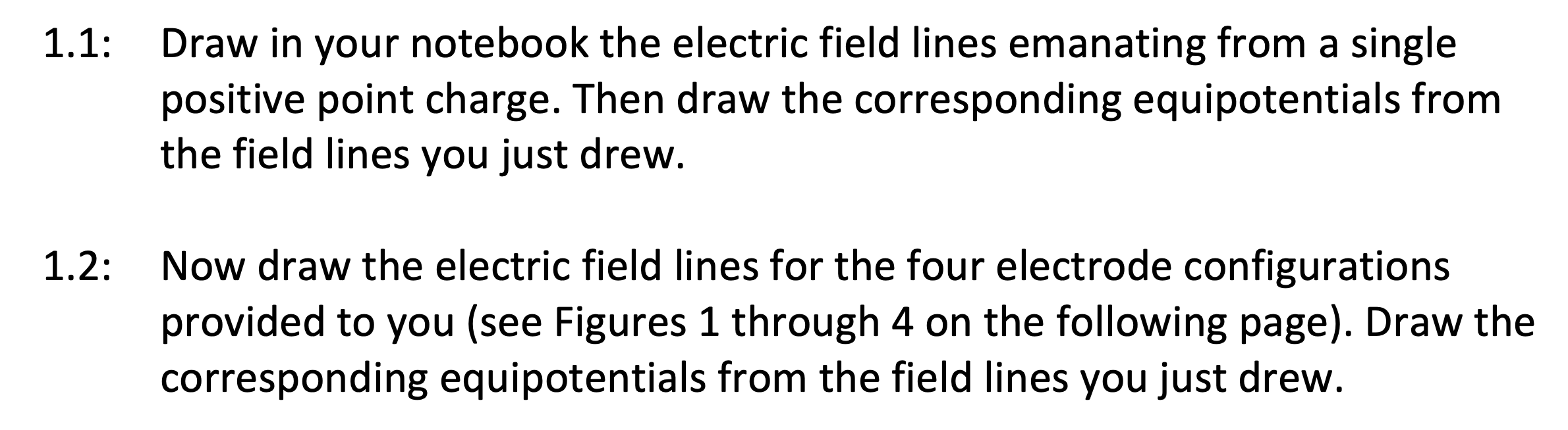 Solved 1.1: Draw in your notebook the electric field lines | Chegg.com