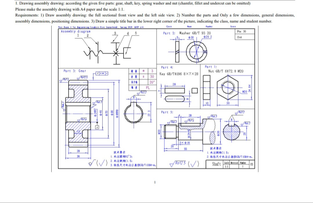 1. Drawing assembly drawing: according the given five | Chegg.com