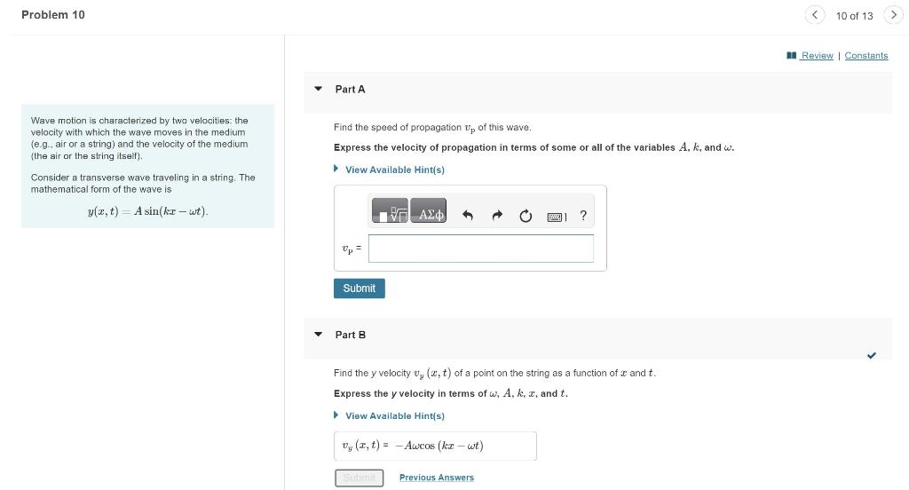 Solved Wave motion is characterized by twa velocities: the | Chegg.com
