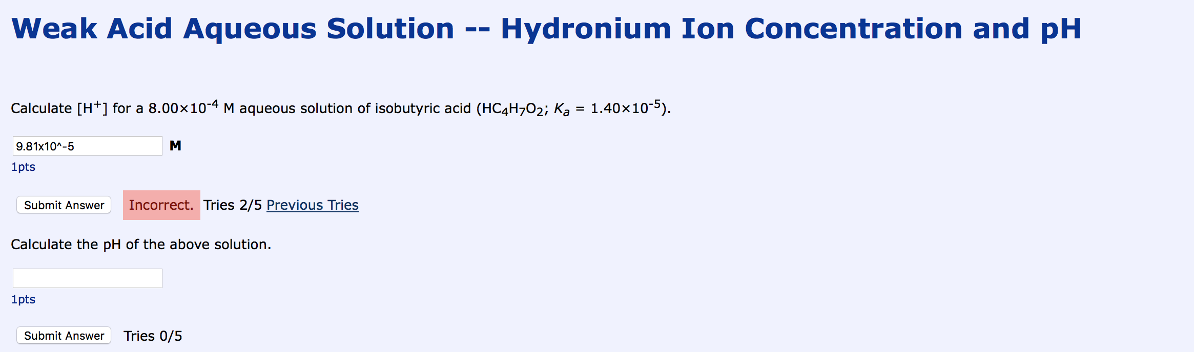 Solved Weak Acid Aqueous Solution -- Hydronium Ion | Chegg.com