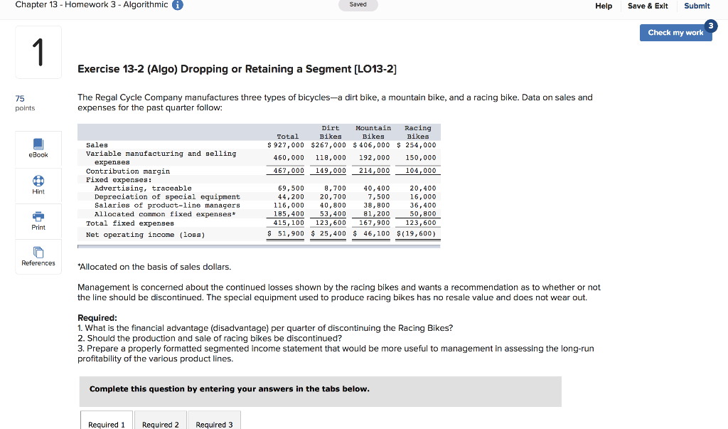 Solved Chapter 13 - Homework 3 - Algorithmic 6 Saved Help | Chegg.com