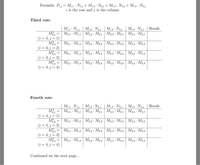 Solved Question 3 Calculate the product M.M (aka M2) for our | Chegg.com