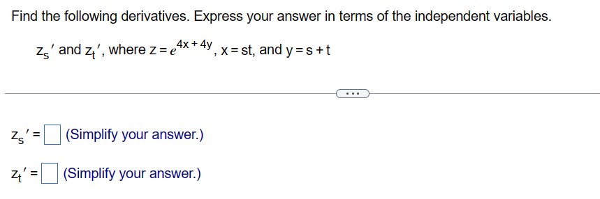 Solved Find the following derivatives. Express your answer | Chegg.com
