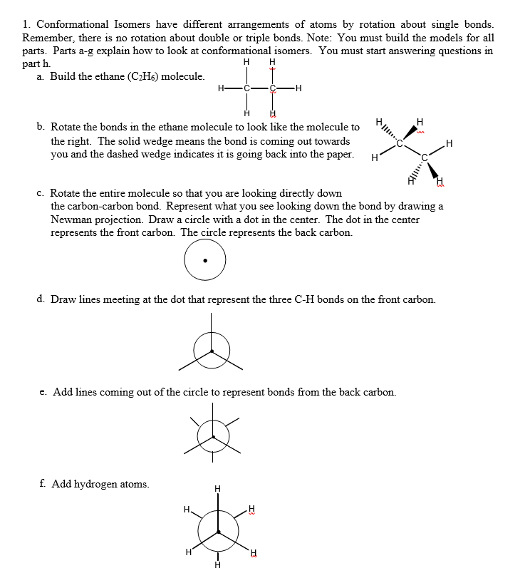 Solved 1. Conformational Isomers have different arrangements | Chegg.com