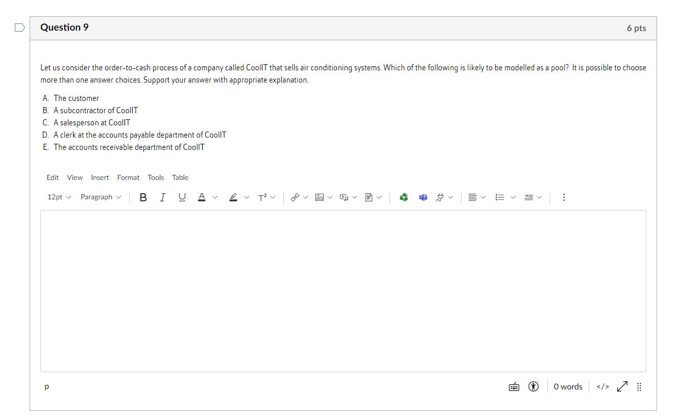 Solved Let us consider the order-to-cash process of a | Chegg.com
