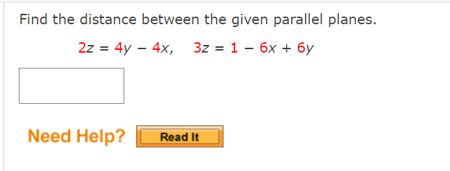 Solved Find the distance between the given parallel planes. | Chegg.com