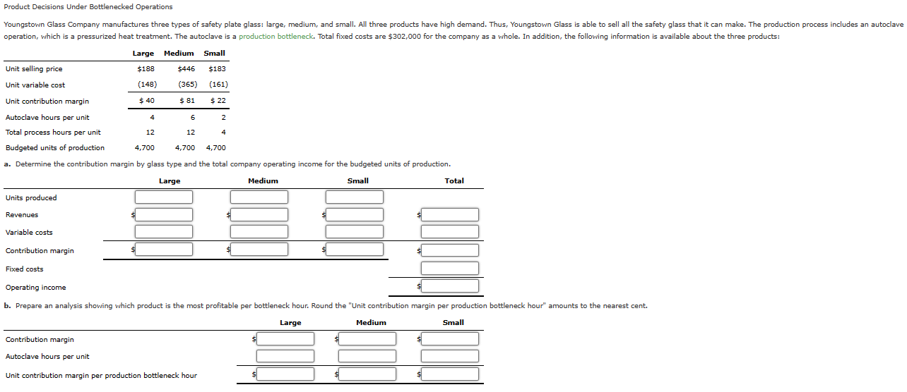 Solved Product Decisions Under Bottlenecked Operations | Chegg.com