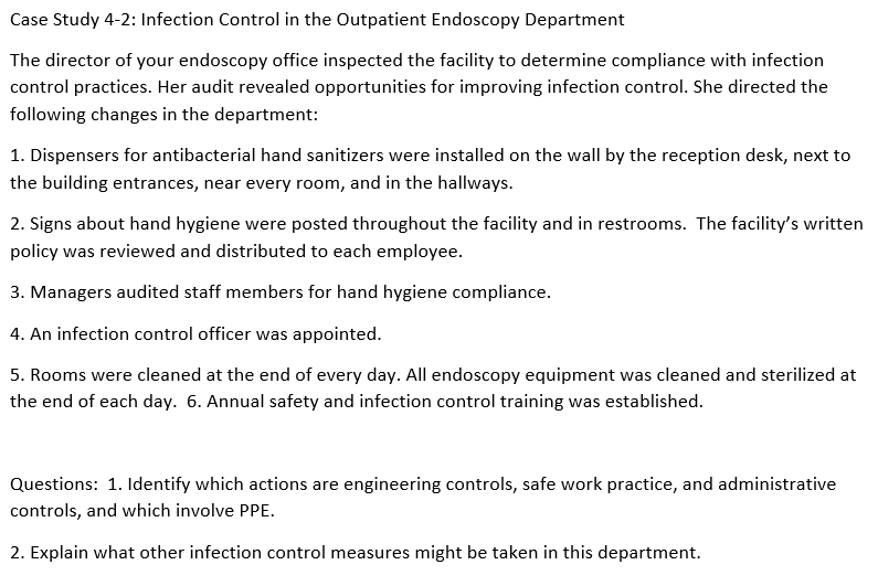 Solved Case Study 4-2: Infection Control in the Outpatient | Chegg.com