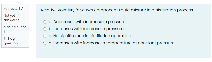 Solved Relative volatility for a two component liquid | Chegg.com