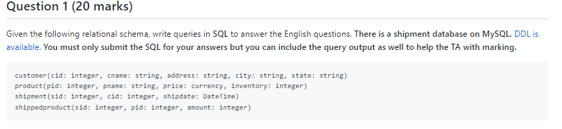 Solved Given The Following Relational Schema Write Queries 8911