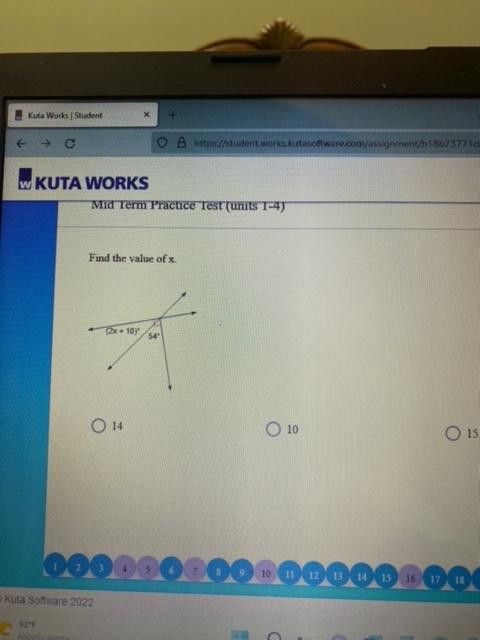 Solved Find the value of x. 14 10 | Chegg.com