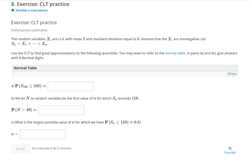 Solved 8. Exercise: CLT practice Añadido a marcadores | Chegg.com