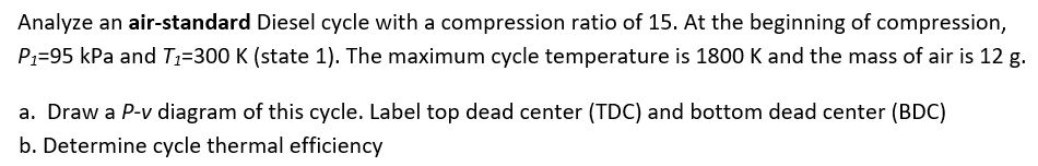 Solved Analyze an air-standard Diesel cycle with a | Chegg.com