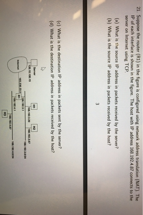 Solved 21. Suppose the router (R1) in the figure is | Chegg.com