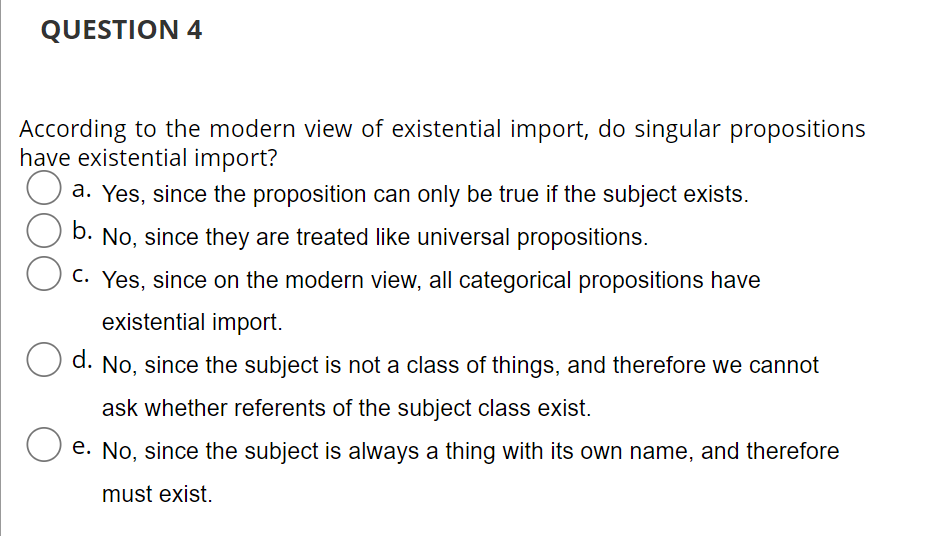 Solved According to the modern view of existential import, | Chegg.com