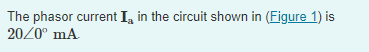 Solved The phasor current Ia in the circuit shown in (Figure | Chegg.com